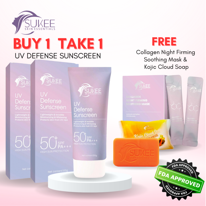 [FDA APPROVED] BUY 1 TAKE 1 SUKEE UV Defense Sunscreen SPF50 PA+++ 100g ...