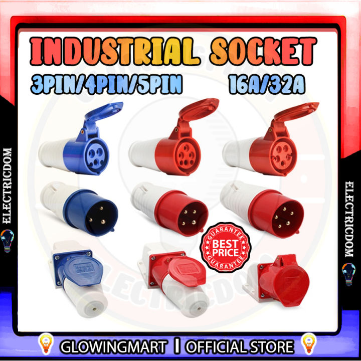 16A 32A 3Pin 4Pin 5Pin Industrial Plug And Socket (Male & Female) 240V ...