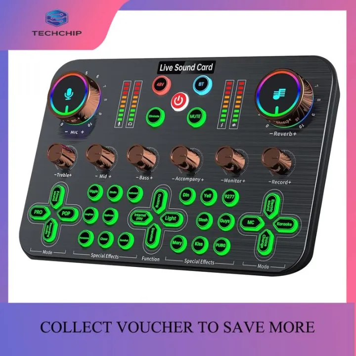 TECHCHIP-Gaming Audio Mixer, Streaming Audio Mixer, Audio Interface Sound Card for Live ...