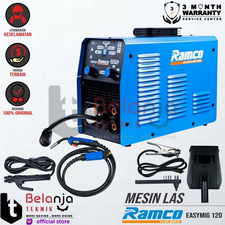 Ramco Mesin Las Tanpa Gas Easy Mig Migi 120A Easymig 120 Flux Core CO2 | Lazada Indonesia