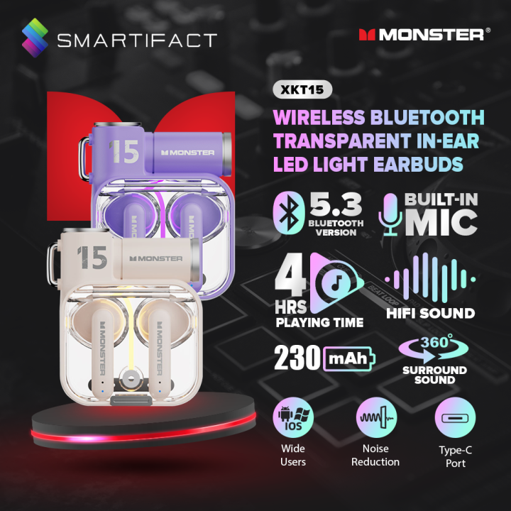 Monster XKT15 Wireless Earbuds TWS Bluetooth Semi-in-ear Earphones With ...
