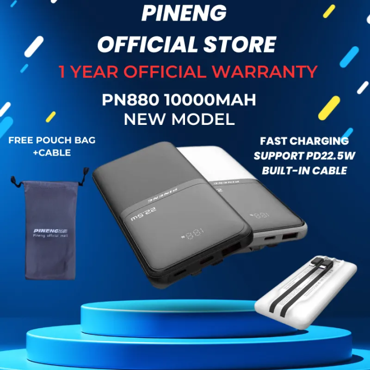 Pineng PN-880 PD+QC 3.0 22.5W with 2 Built in Fruit & Type C Cables ...