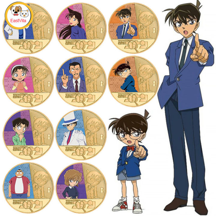 Anime Detective Conan Commemorative Coin With Gift Box Cartoon Anime ...