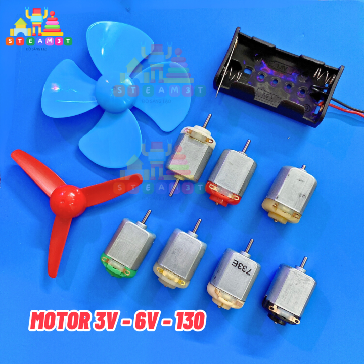 Motor mô tơ mini 130 3V - 6V đủ loại - đế pin AA - Cánh quạt mini - Dùng DIY học tập thí nghiệm ...