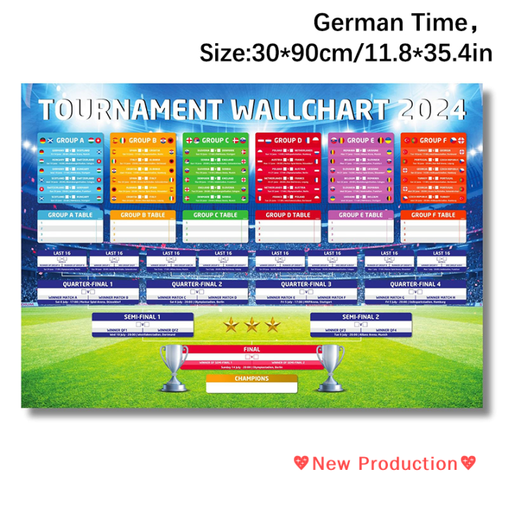 New Production💖 2024 Euro Soccer Wall Chart Schedule Bracket Poster Germany Euro Soccer ...