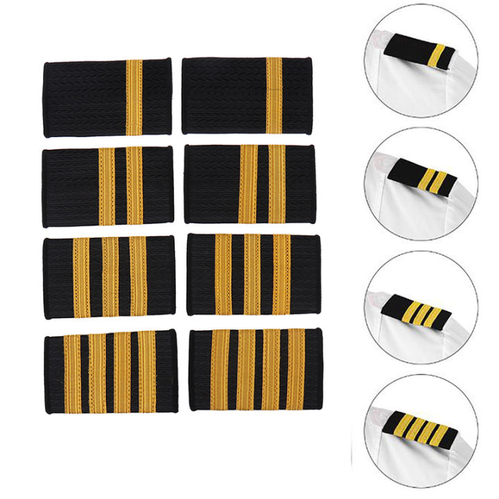 doushaopa Epaulettes Professional Pilot Uniform Epaulets Gold Stripe ...