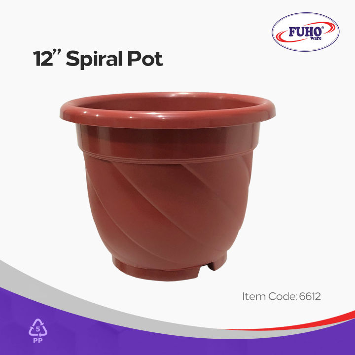 FUHO 12" Inches Spiral Flower Pot / Plastic Pots / Garden / Outdoor ...