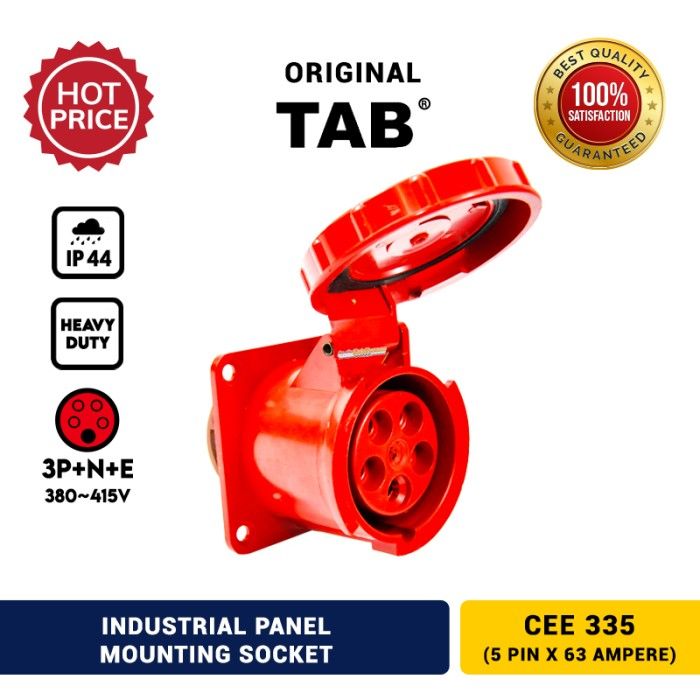 Stop Kontak Genset 5 Pin 63A CEE 335 TAB Industrial Panel Socket 63 A ...