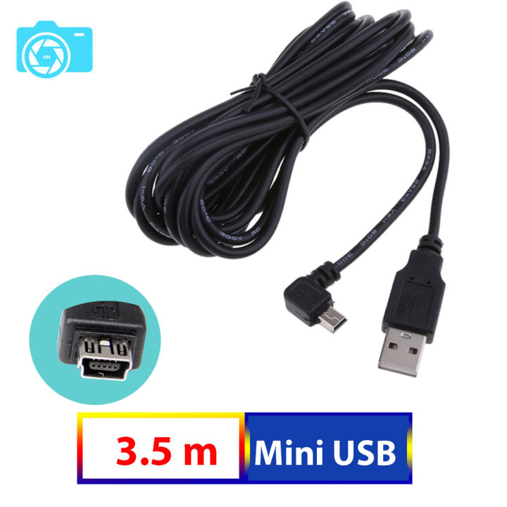 Dây cấp nguồn cho camera hành trình, chân cắm Mini USB, dài 3.5m, chân ...