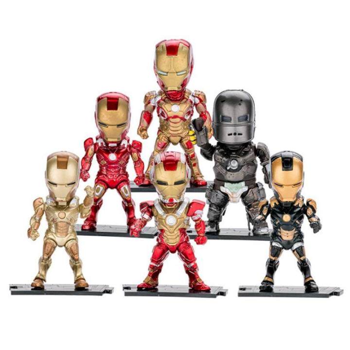6pcs/lots Cute Nendoroid 4" Movie Iron Man Mark7 Tony Stark Set PVC ...