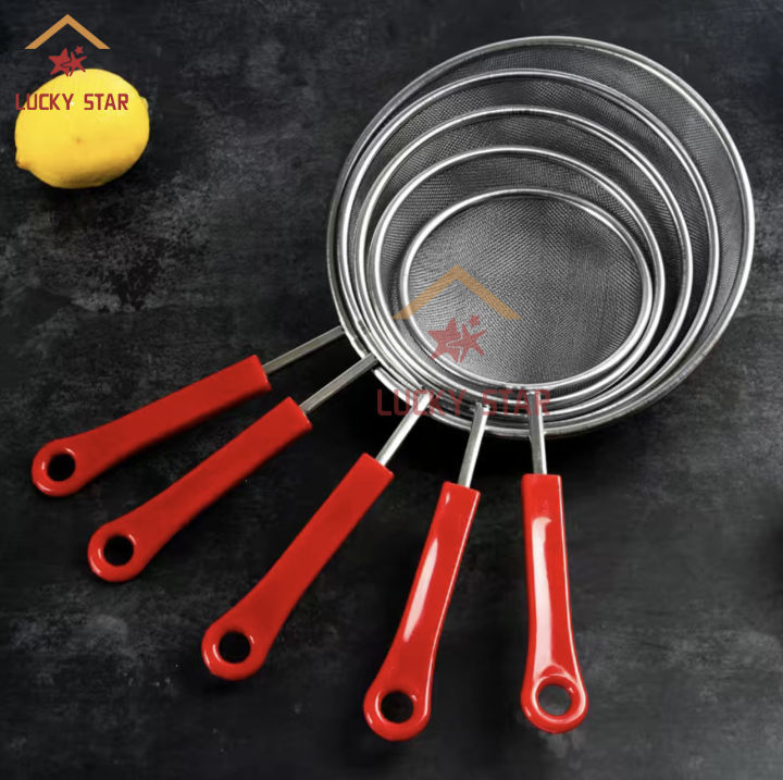 Multi-Purpose Food Strainer Stainless Steel Red Handle Salaan Stainless ...