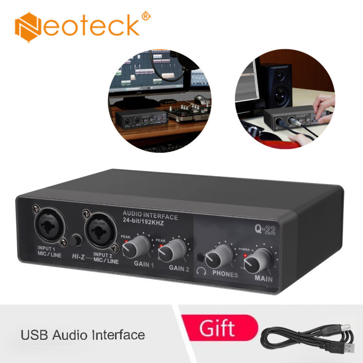 Neoteck 2x2 USB Audio Interface Mic Preamplifier with 24 Bit/192 Khz ...