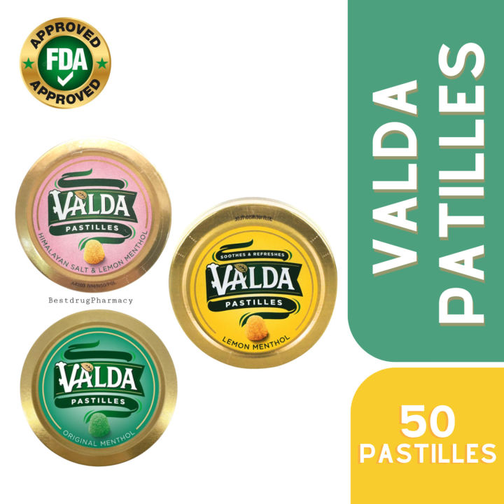 VALDA PASTILLES 50g menthol, lemon, himalayan salt & lemon flavor ...