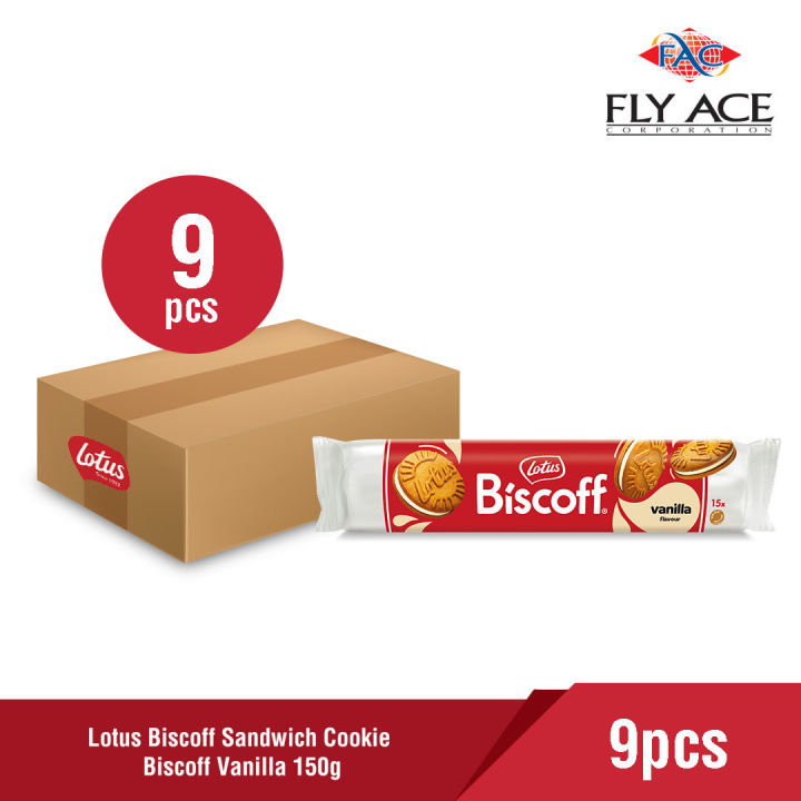 Lotus Biscoff Sandwich Cookie Vanilla Biscuits 150g x 9 | Lazada PH