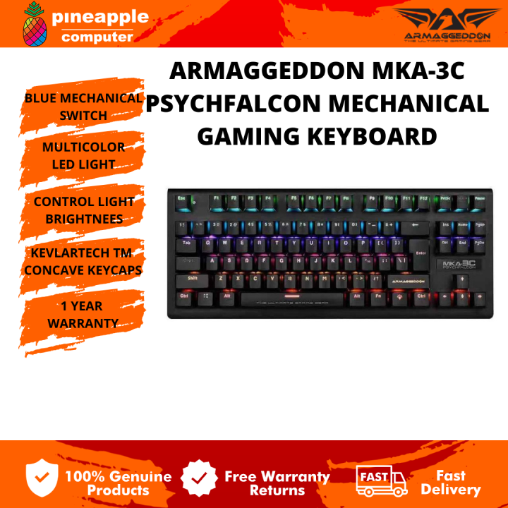 Armaggeddon MKA-3C Psychfalcon LED Lights Mechanical Gaming Keyboard ...
