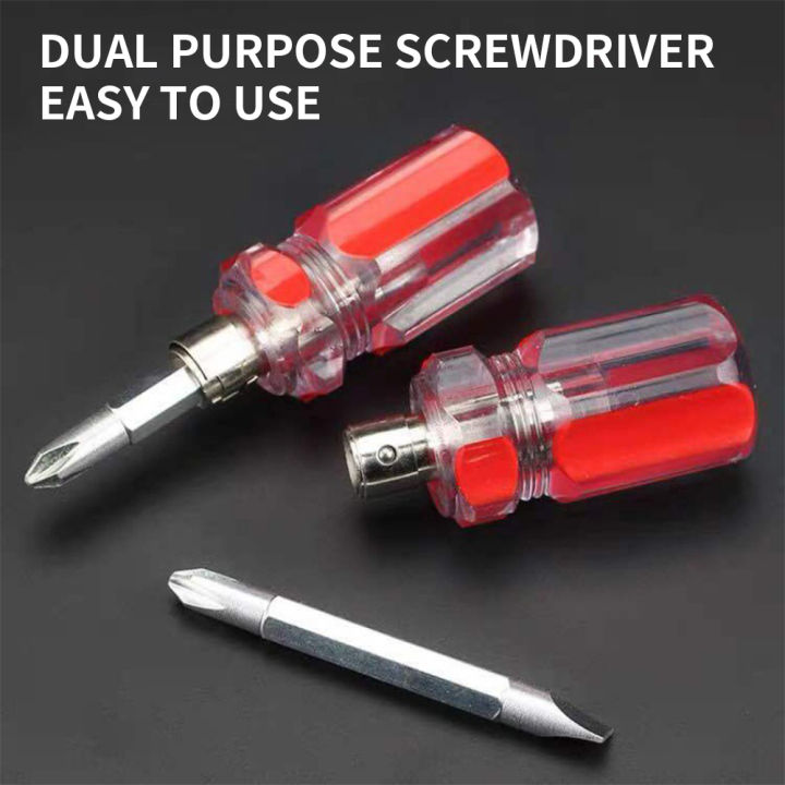 Mini 2 Way Screw Driver 2 in 1 Compact Stubby Size Screwdriver Flat ...