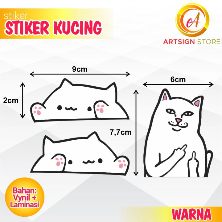 Stiker Kucing Pentol / STIKER FUCEK / Stiker Lucu / Cartoon Cat Pentol ...