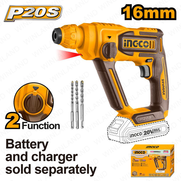 Ingco by Winland P20S 20V Lithium-Ion Cordless Rotary Hammer CRHLI20168 ...