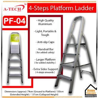 A-TECH™ ★ Aluminium Platform Step Ladder ★【3 Step - 4 Step - 5 Step - 6 ...