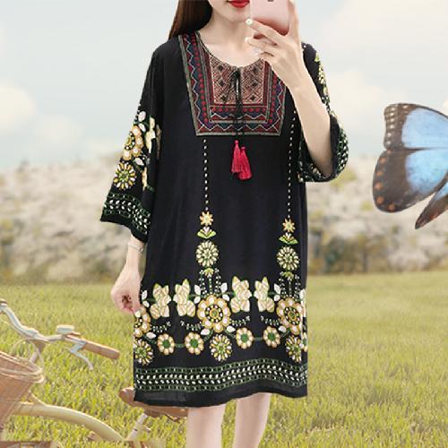 a Etnik Xinjiang Musim Panas Kolar Bulat Longgar a Baru Tiga Perempat ...