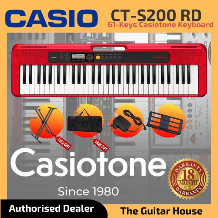 Casio CT-S200 61-Keys Casiotone Keyboard with free gifts- Red (CTS200 ...