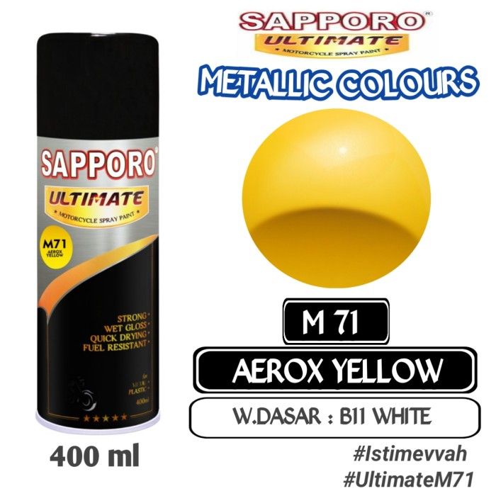 SAPPORO ULTIMATE M71 AEROX YELLOW 400ml Cat Semprot Pylok Pilok Pylox ...