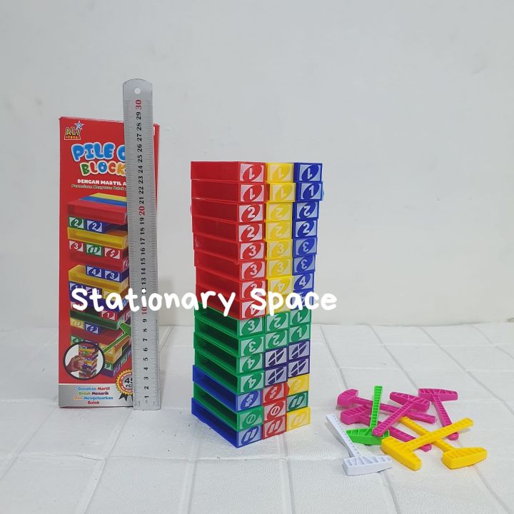 Mainan Susun Tower Block / Stako Balok isi 45 Pcs Pile Of Block 3 in 1 ...