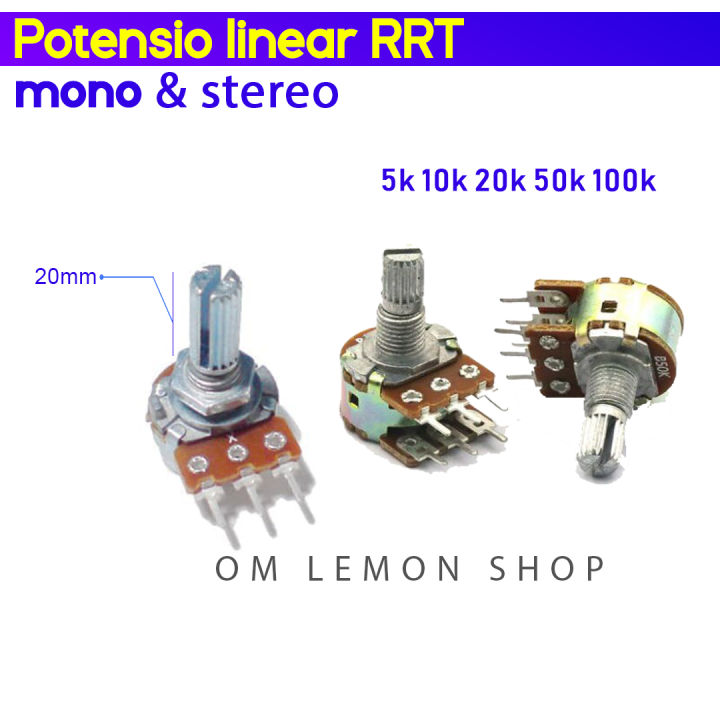potensio mono stereo 5K 10K 20K 50K 100K 250K 500K | Lazada Indonesia