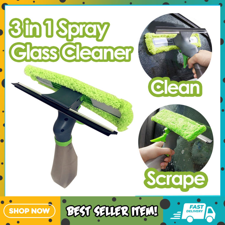 Kucall 3 in 1 Spray Glass Cleaner Scrape Portable Window Brush Cleaning ...