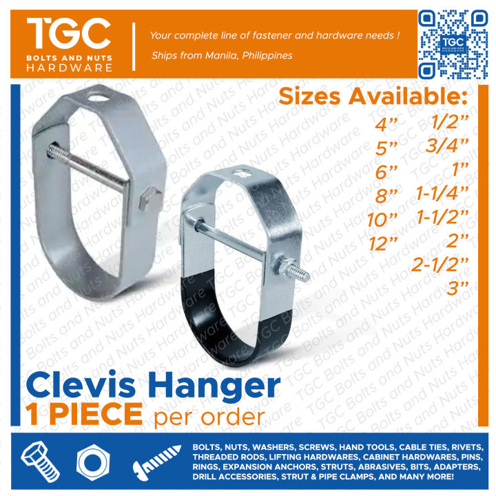 TGC 1PC Clevis Hanger 1/2 | 3/4 | 1 | 1 1/4 | 1 1/2 | 2 | 3 | 4 | 5 | 6 ...