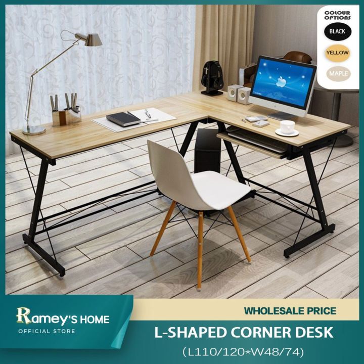 RAMEY L-Shaped Corner Computer Desk Study Desk Combination Large Space ...