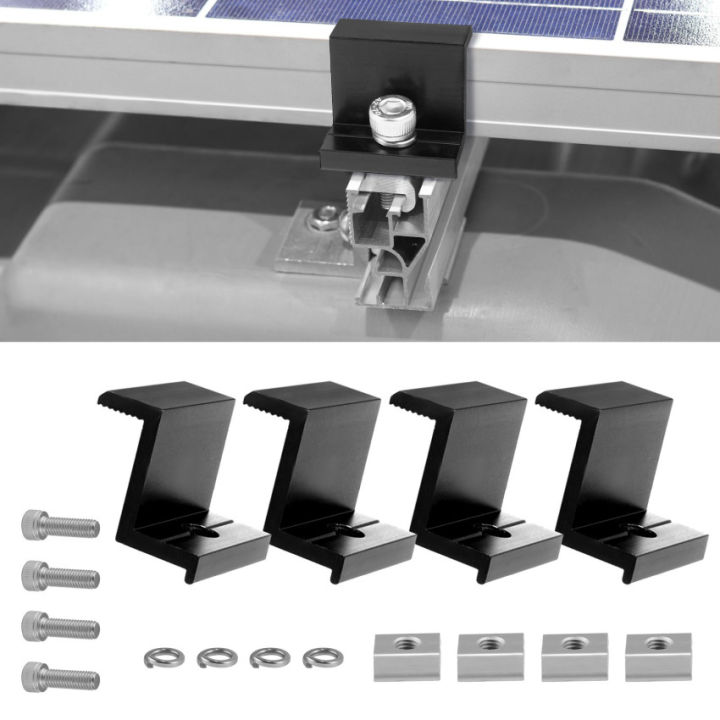 PV Photovoltaic Solar Set of 4 End Clamps 30 mm Black Standard ...