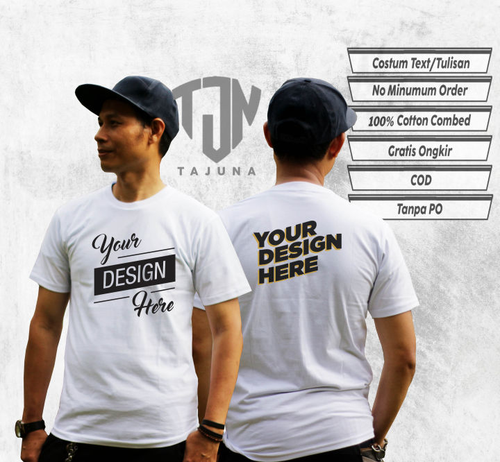 SABLON DEPAN BELAKANG/DUA SISI kaos custom design text sendiri combed ...