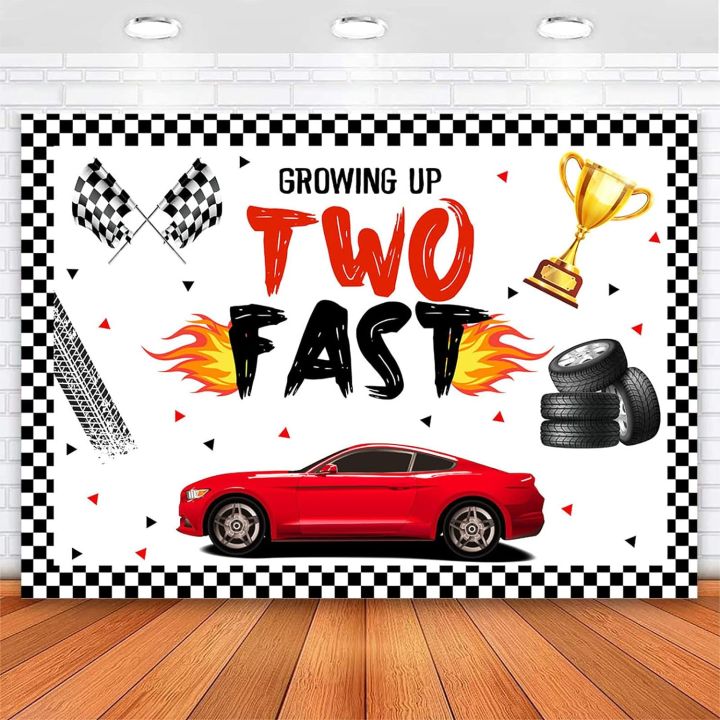 Two Fast Birthday Decorations Racing Theme Party Backdrop for Racing ...