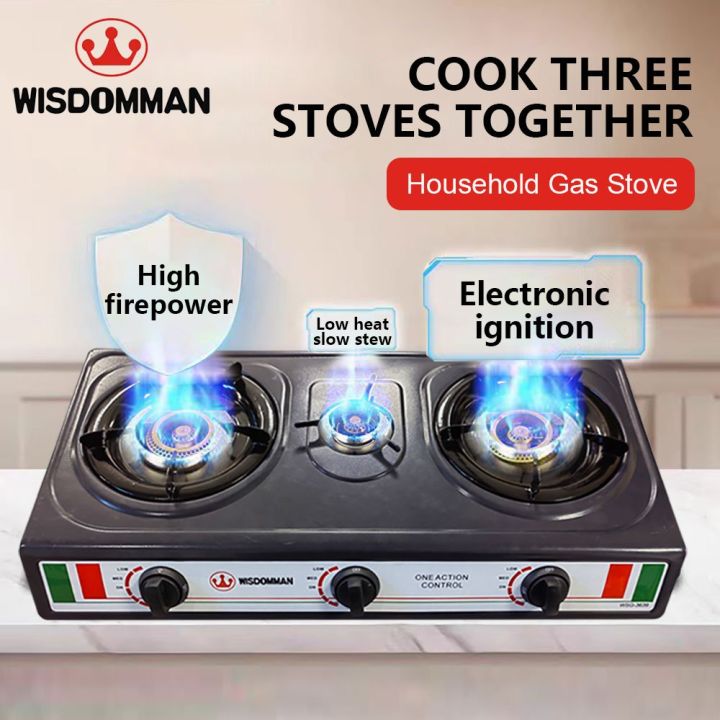 CENTRIX WISDOMMAN Triple Burner Multi-Purpose Gas Stove Stainless Steel ...
