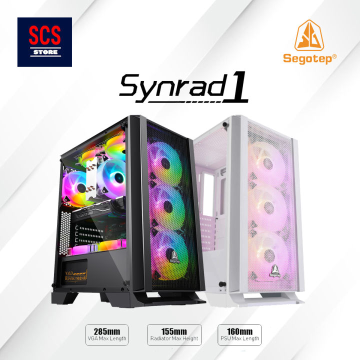 SEGOTEP Gaming ATX Case Synrad 1 Black / White With Remote ARGB Fan ...