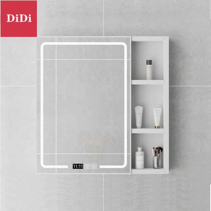 Space aluminum bathroom mirror cabinet wall-mounted toilet smart mirror ...