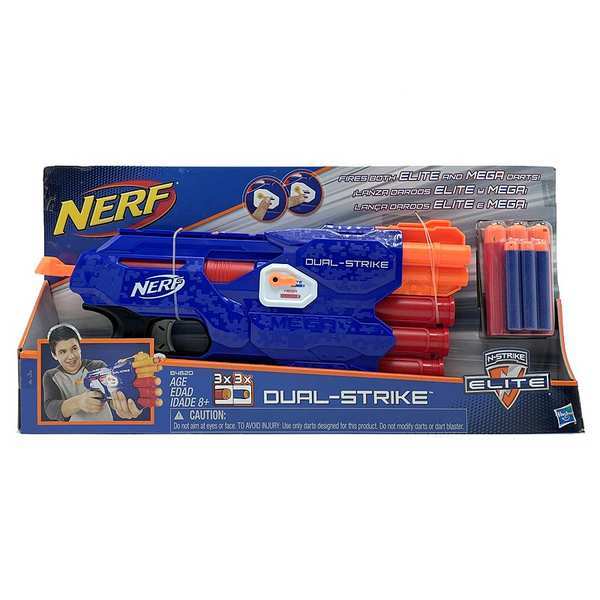 ☟Hasbro Nerf Dual Strike Hot Red Sniper Elite Double Click Gun Two Mode ...