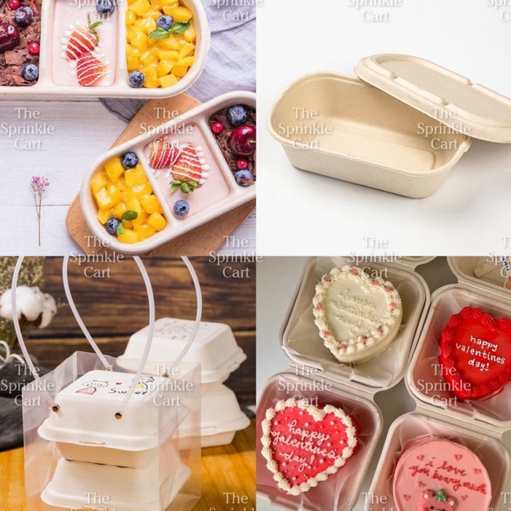 Bento Cake Clamshell Oval Lunchbox Sugarcane Bagasse Food Container Eco ...