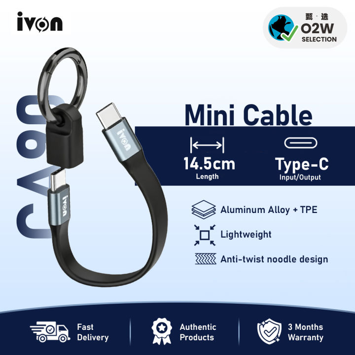 IVON CA90 Mini Cable 65w Type-C To C/27w Type-C To Lightning with Key ...