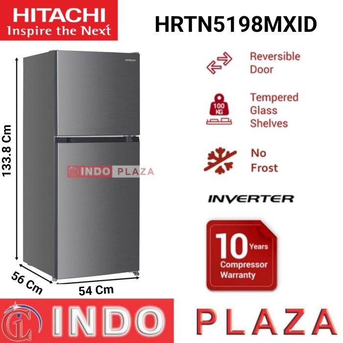 KULKAS HITACHI 2 Pintu INVERTER HRTN5198MXID | Lazada Indonesia