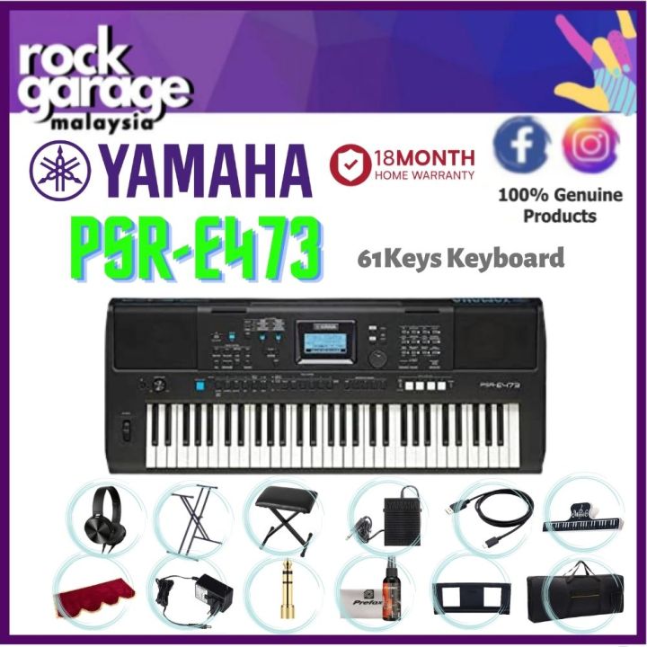 YAMAHA PSR-E473 61Keys Keyboard Piano W/Bench, Keyboard Stand, Sustain ...