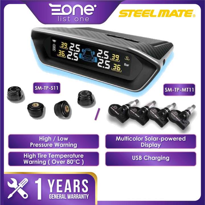 Steelmate Solar Powered Tire Pressure Monitoring System TPMS | Internal ...