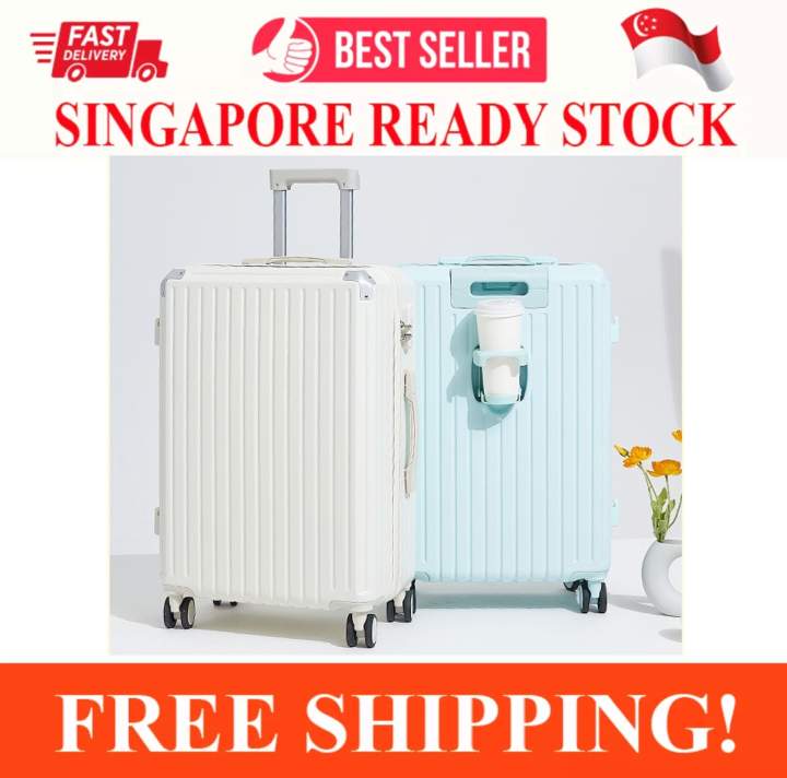 20 INCH HARD CASE LUGGAGE WITH BUILT IN LOCK USB PORT CUPHOLDER CABIN ...