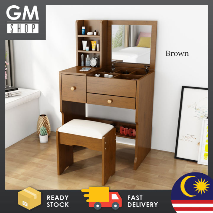 GMshop Small Dressing Table Clamshell Storage Cabinet Integrated Space ...