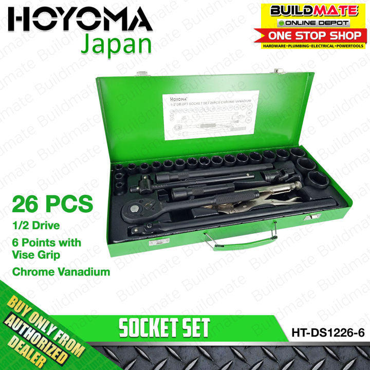 HOYOMA 26PCS Socket Set 1/2" Inch Drive With Vise Grip 6pt | 12pt Hand ...