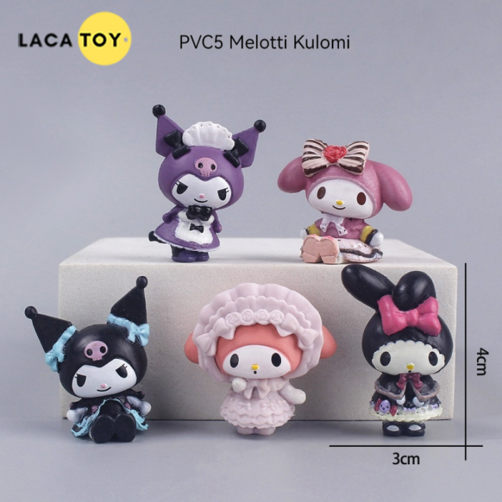 ชุดเครื่องประดับตุ๊กตาแอ็คชั่นเซ็ต Sanrio Kuromi Melody 5ชิ้นชุดของเล่นตกแต่งบ้านตกแต่งรถตั้ง ...