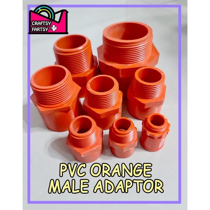 PVC electric Fittings Orange male adaptor with lock nut / male adapter ...