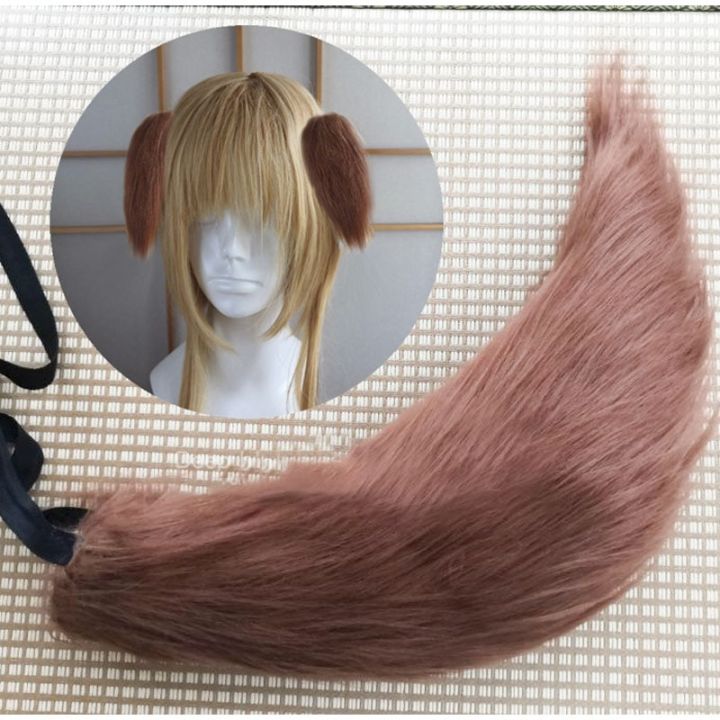 Inugami Korone Vtuber Wig Ear Tail Cosplay Prop Dog Long Plush tails ...