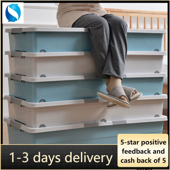 Large Capacity Rolling Plastic Under Bed Storage Bin With Wheels ...